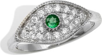 SAVVY CIE JEWELS Sterling Silver Evil Eye CZ Signet Ring | Nordstromrack