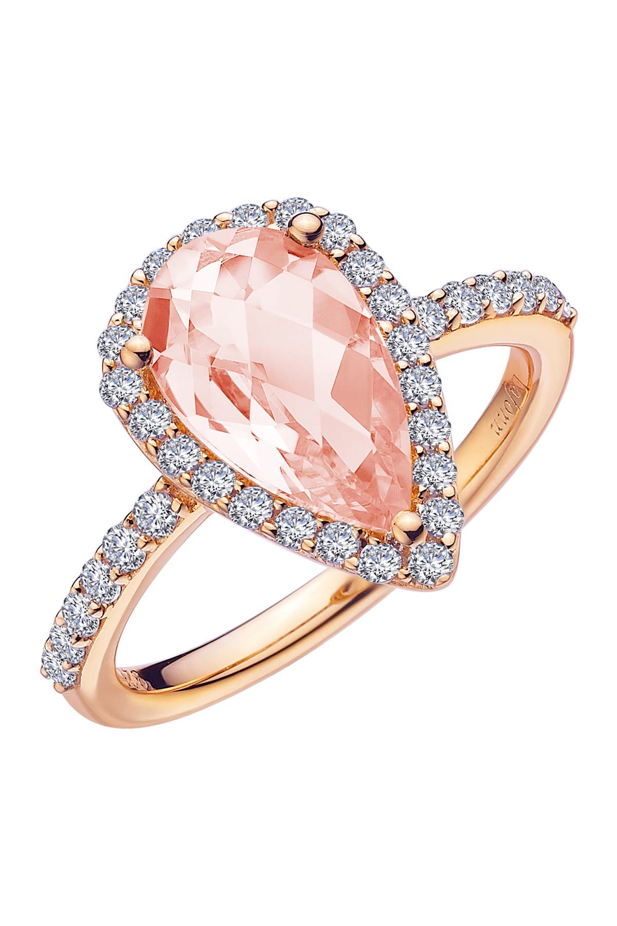 Lafonn Rose Gold Plated Sterling Silver Pear Cut Simulated Morganite ...