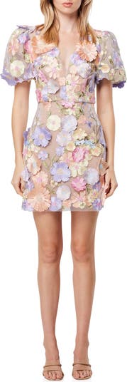 Elliatt Anthea Floral Appliqué Minidress | Nordstrom