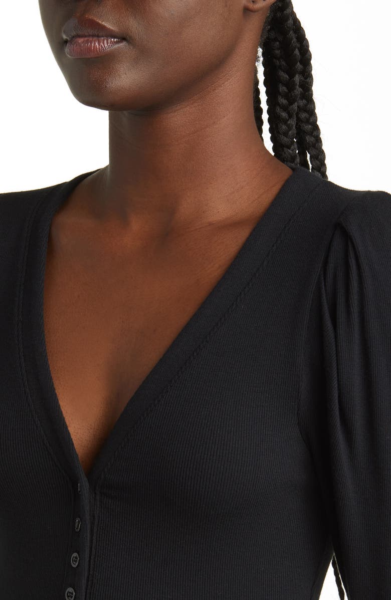 FRAME Puff Shoulder Rib Henley | Nordstromrack