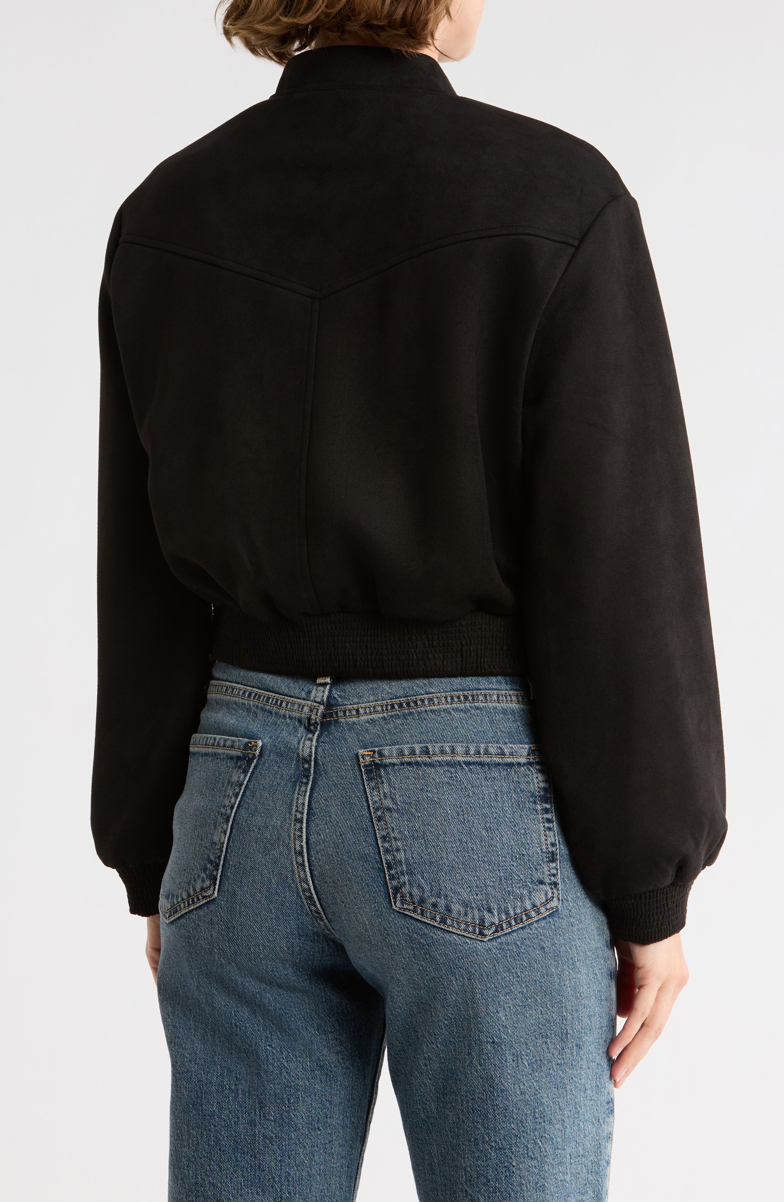 TRUTH Crop Faux Suede Bomber Jacket | Nordstromrack