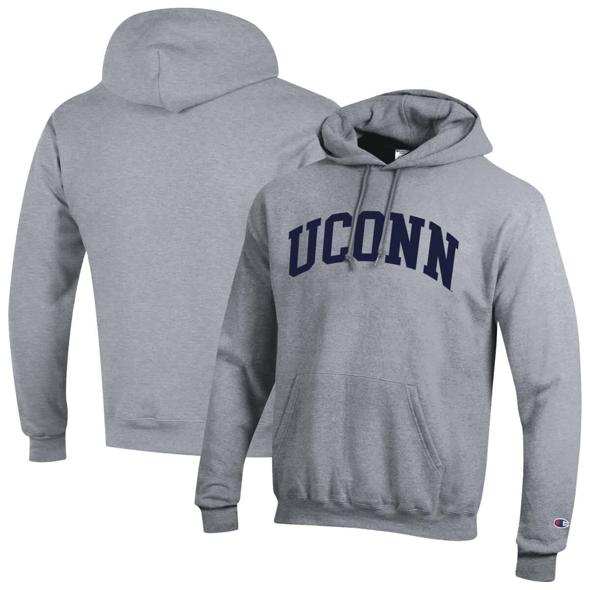 Men's Champion Heather Gray UConn Huskies Basic Arch Fleece Pullover ...