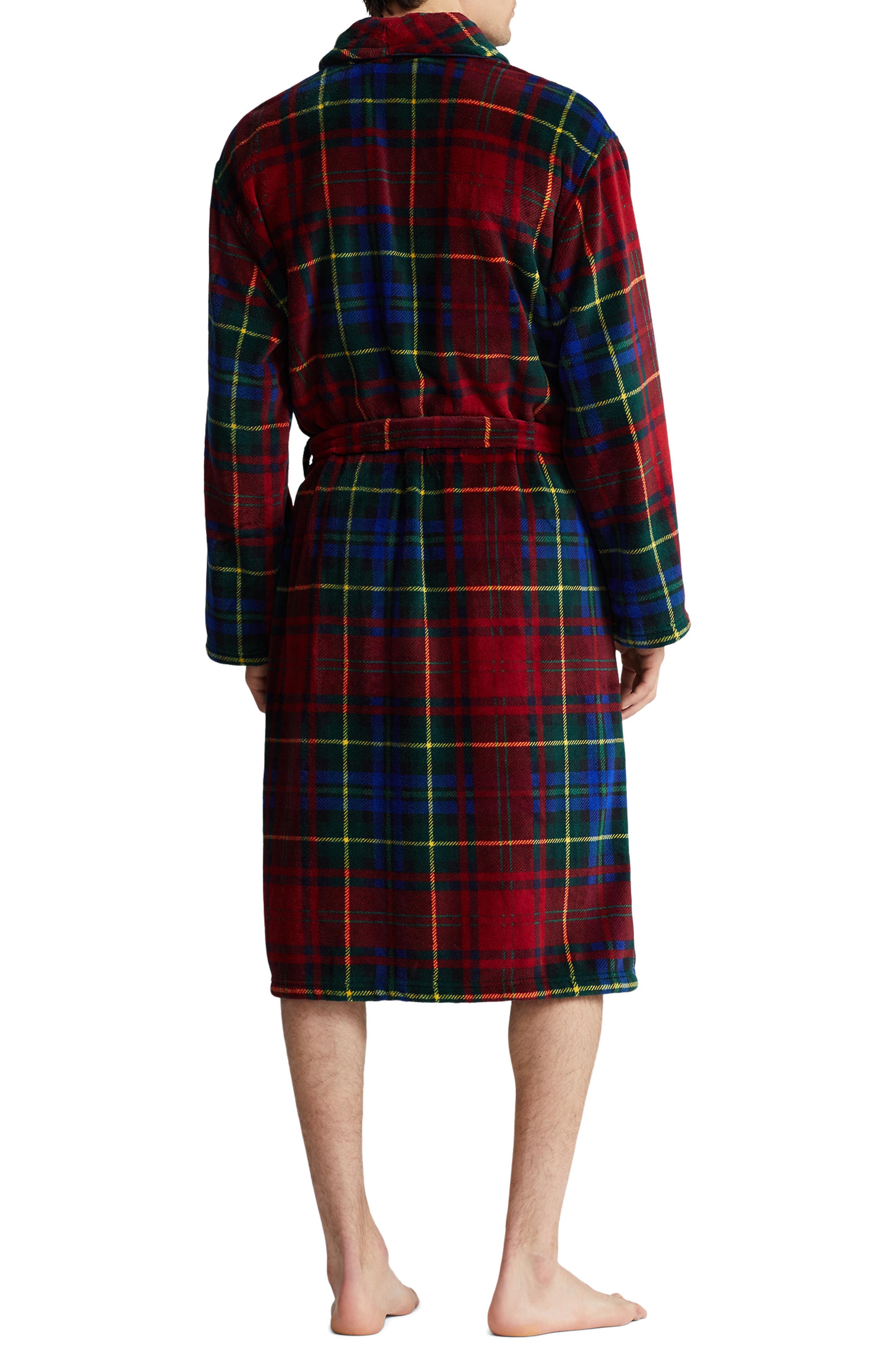 Polo Ralph Lauren Plaid Microfiber Shawl Collar Robe | Nordstrom