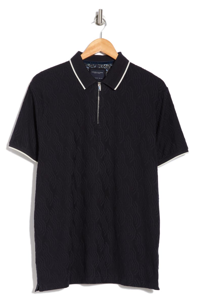 DENIM AND FLOWER Textured Zip Polo | Nordstromrack