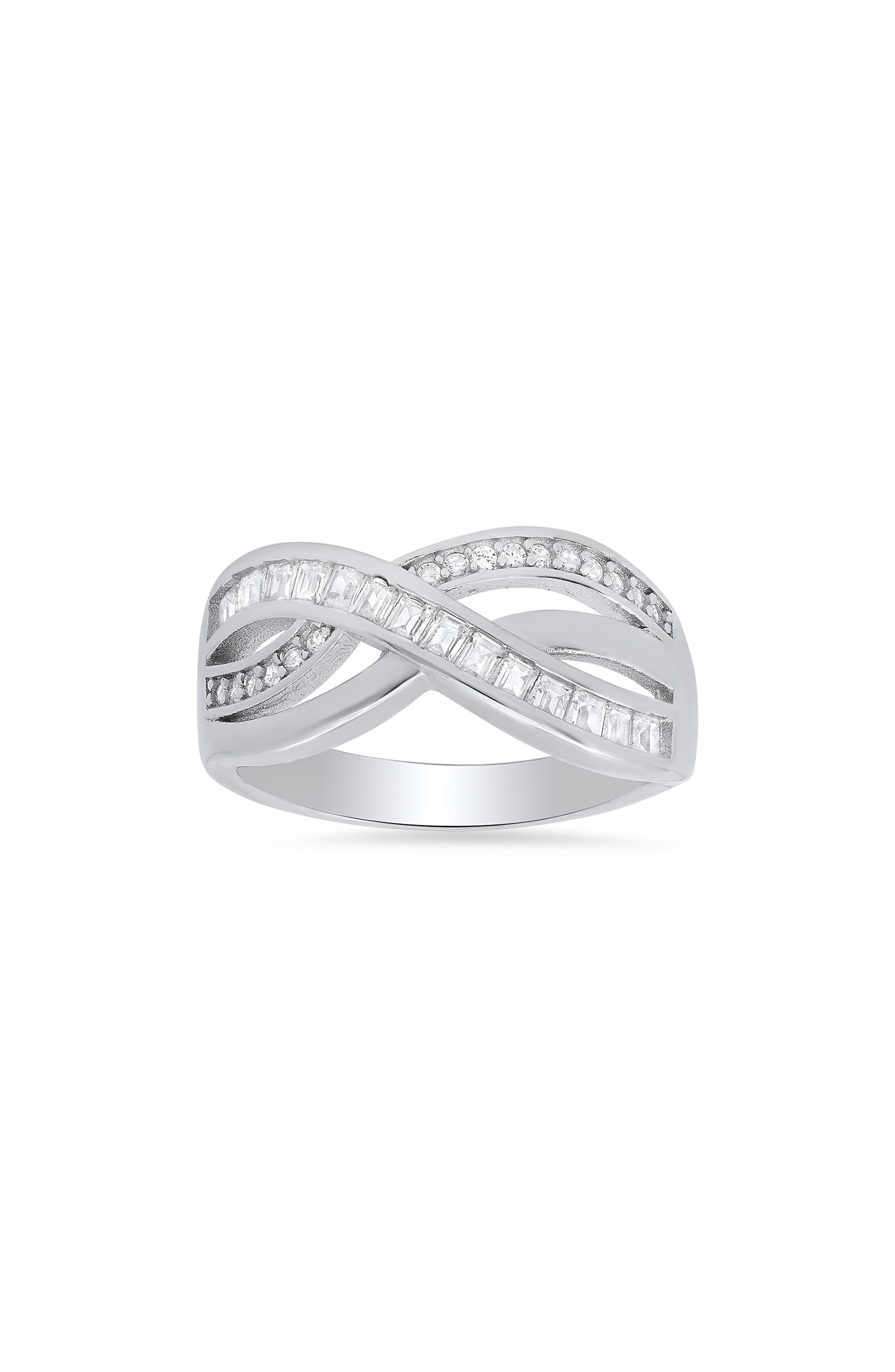 Queen Jewels Sterling Silver CZ Crisscross Band Ring | Nordstromrack