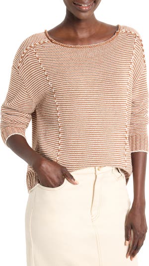 NIC+ZOE Stripe Seamed Cord Trim Sweater | Nordstrom