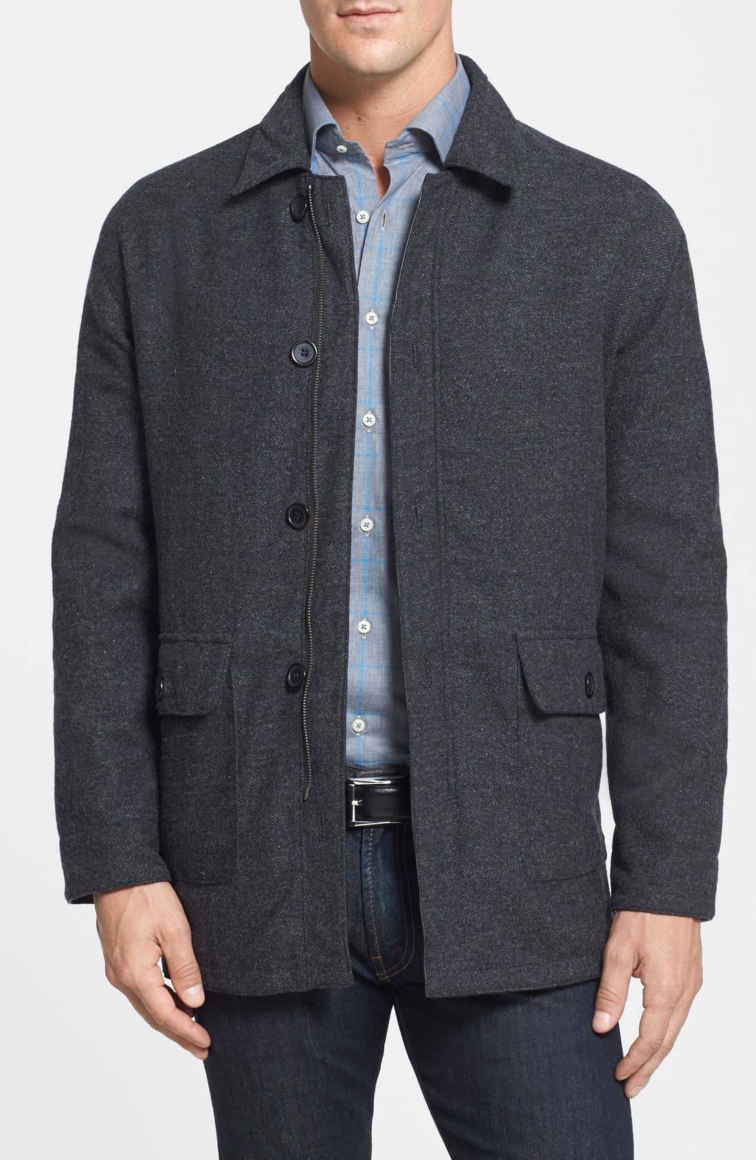 Missani Le Collezioni Classic Fit Reversible Leather & Lambswool Car ...
