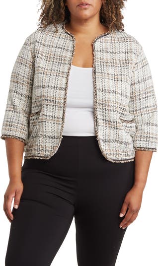 MAX STUDIO Fringe Tweed Jacket | Nordstromrack