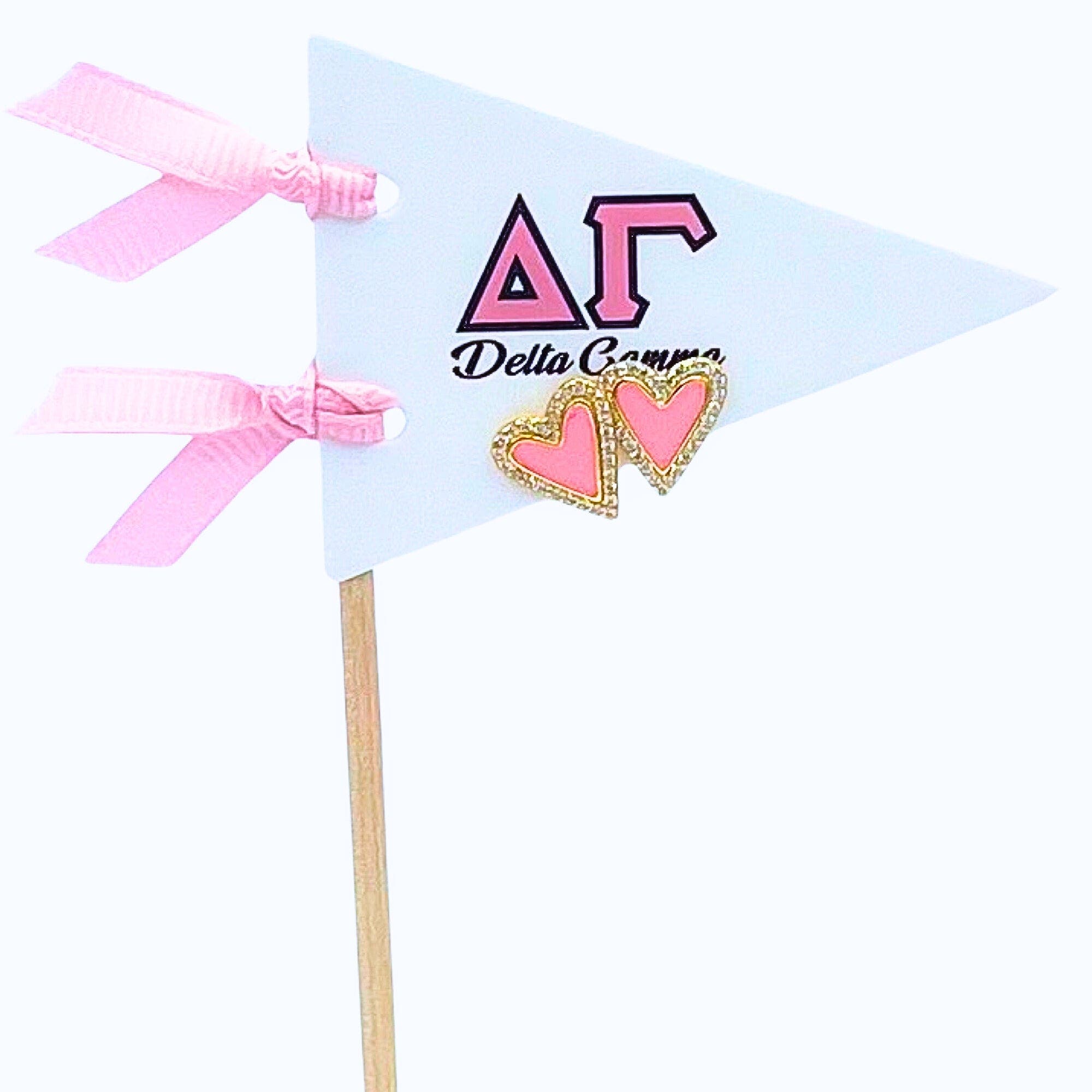 Color Shout Delta Gamma Heart Stud Enamel Earrings on Sorority Pennant ...