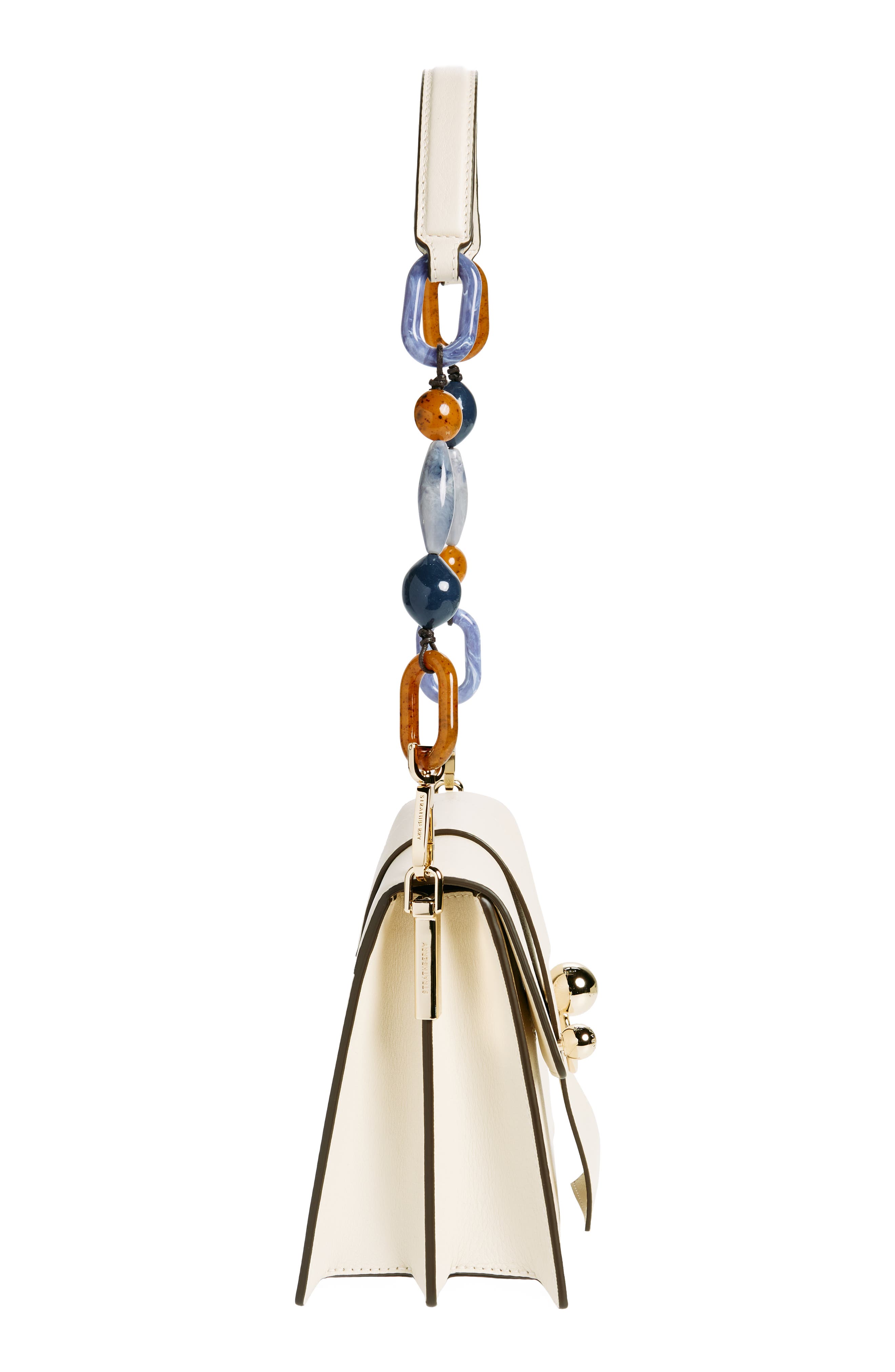 Strathberry Box Crescent Beaded Strap Leather Shoulder Bag | Nordstrom