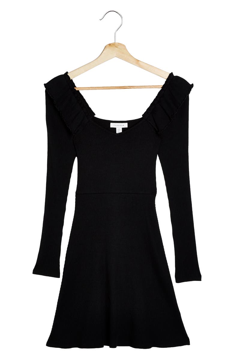 Topshop Frill Skater Long Sleeve Minidress | Nordstromrack