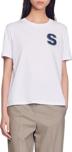 SANDRO Monogram Embellished Tee | Nordstrom