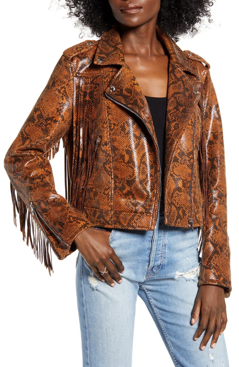 BLANKNYC Word of Mouth Snake Print Faux Leather Jacket | Nordstromrack