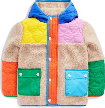 Mini Boden Kids' Quilted & Borg Fleece Hooded Jacket | Nordstrom