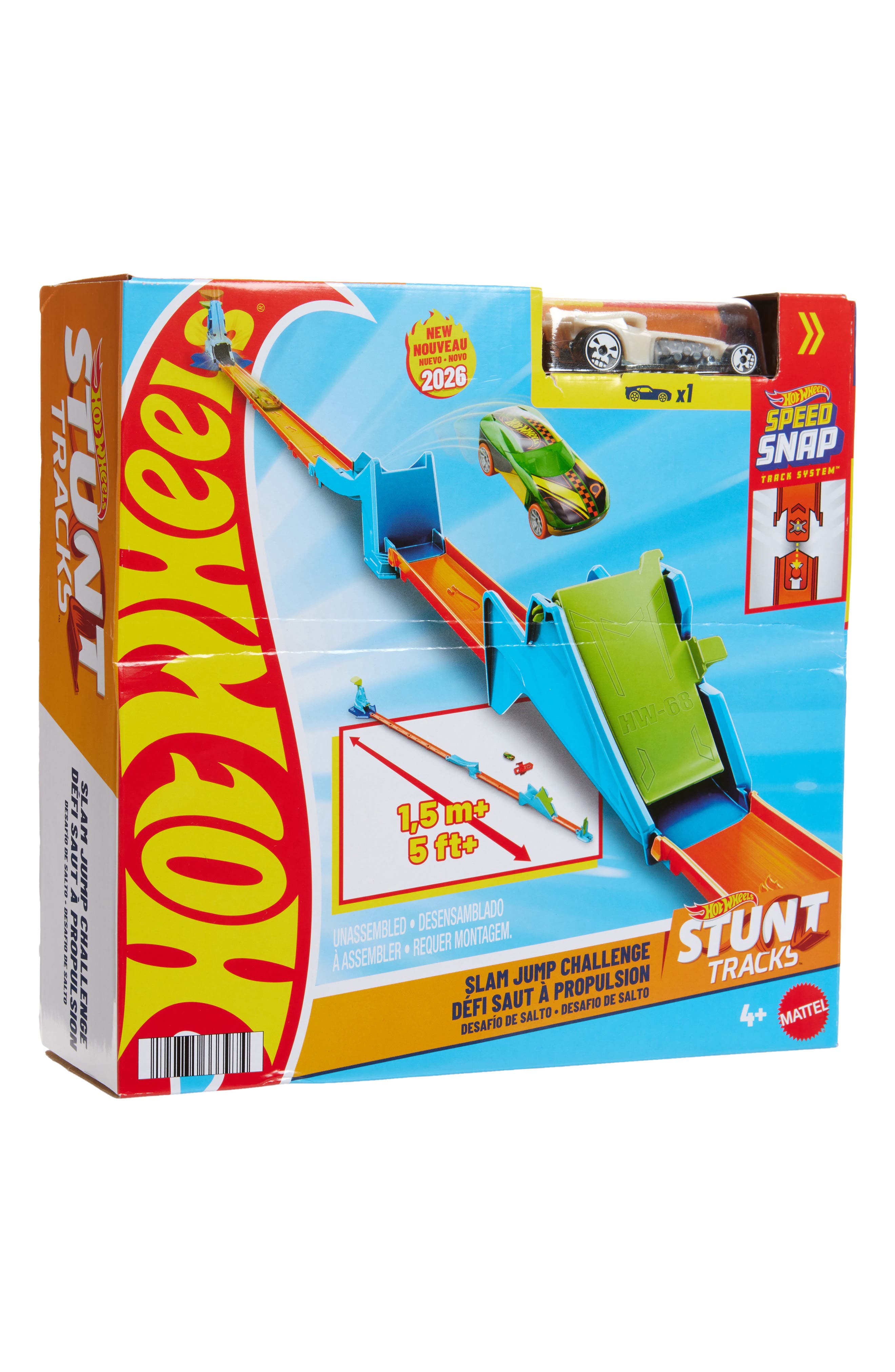 Hot Wheels Stunt Tracks Power Launch Champion Track Set & 1:64 Scale ...