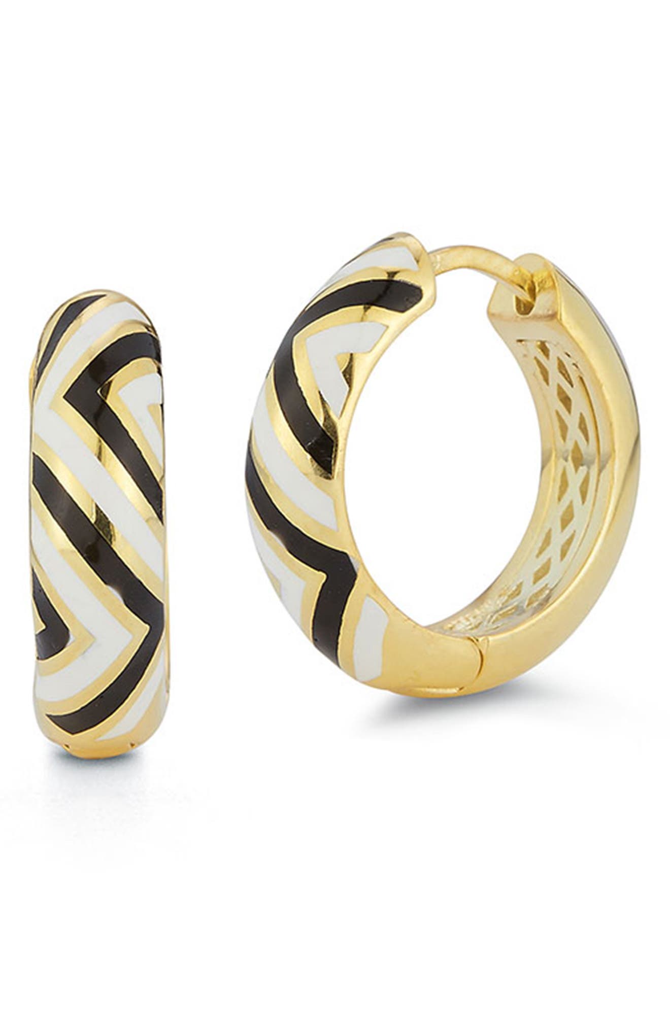 14K Gold Vermeil Enamel Chevron Hoop Earrings (Women) | Nordstromrack