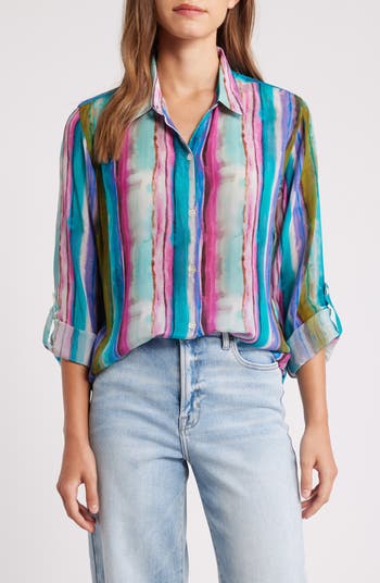 APNY Watercolor Stripe Button-Up Shirt | Nordstrom