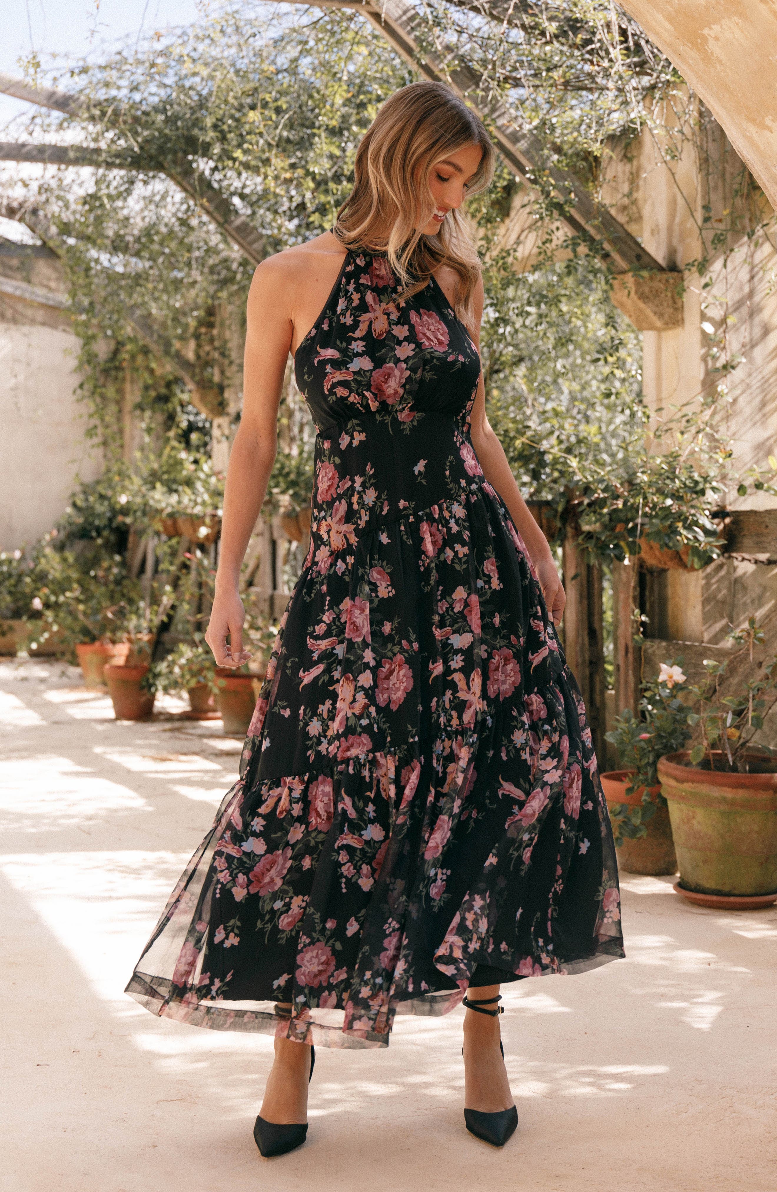 Eden Floral Halter Maxi Dress (Women) | Nordstrom