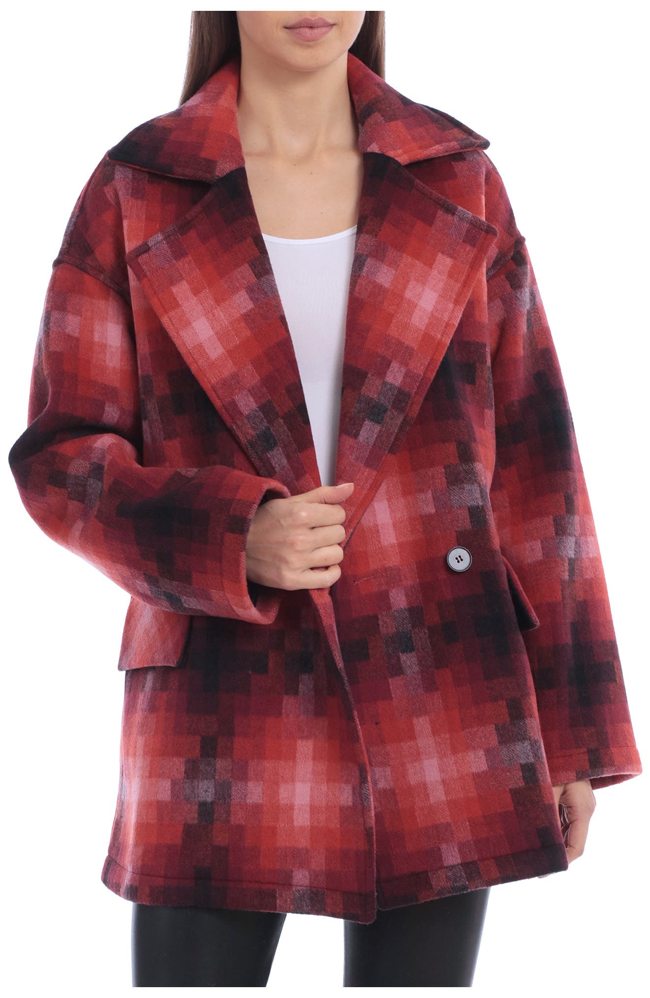 Avec Les Filles Geo Pattern Double Breasted Coat (Women) | Nordstromrack