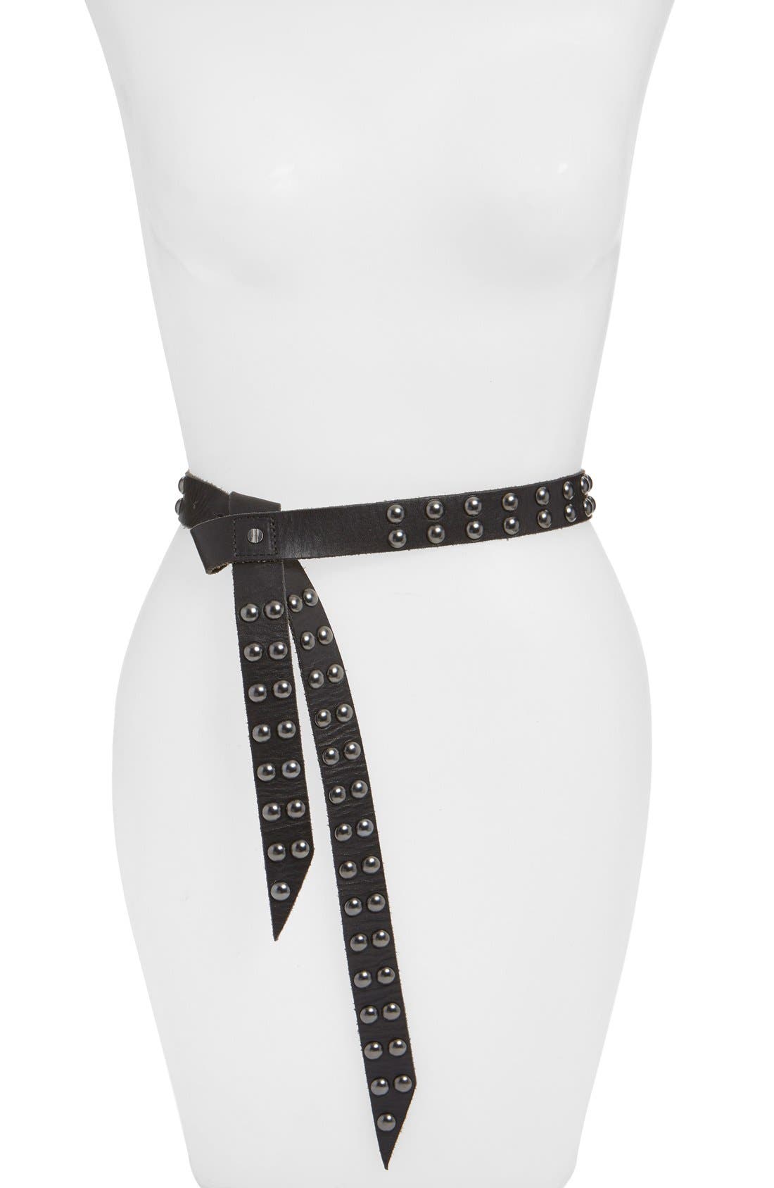 Another Line Studded Pull Through Leather Belt | Nordstrom