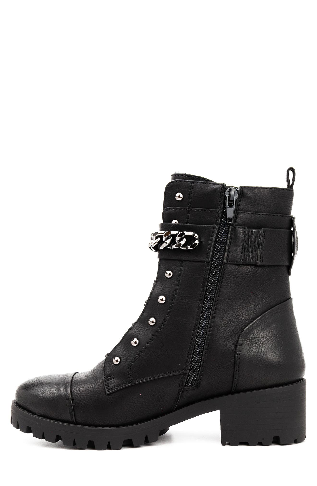 Sugar Chain Lug Sole Faux Leather Combat Boot | Nordstromrack