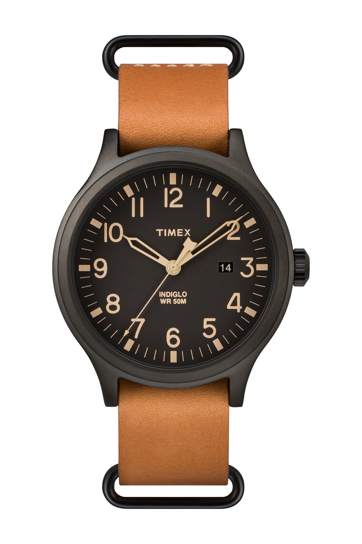 Men's Allied Military Leather Slip-Thru Strap Watch, 43mm (Men ...
