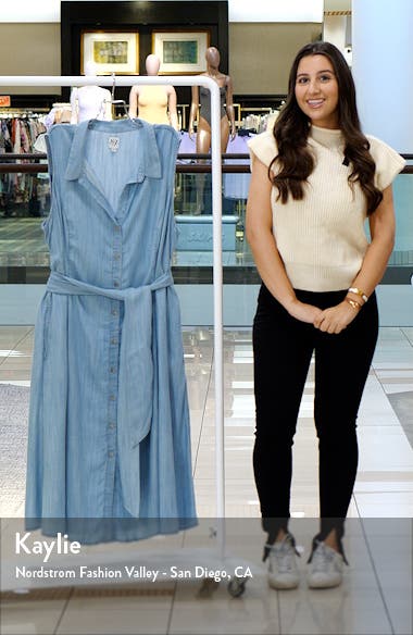 NIC+ZOE Tie Waist Sleeveless Denim Midi Shirtdress (Women) | Nordstromrack