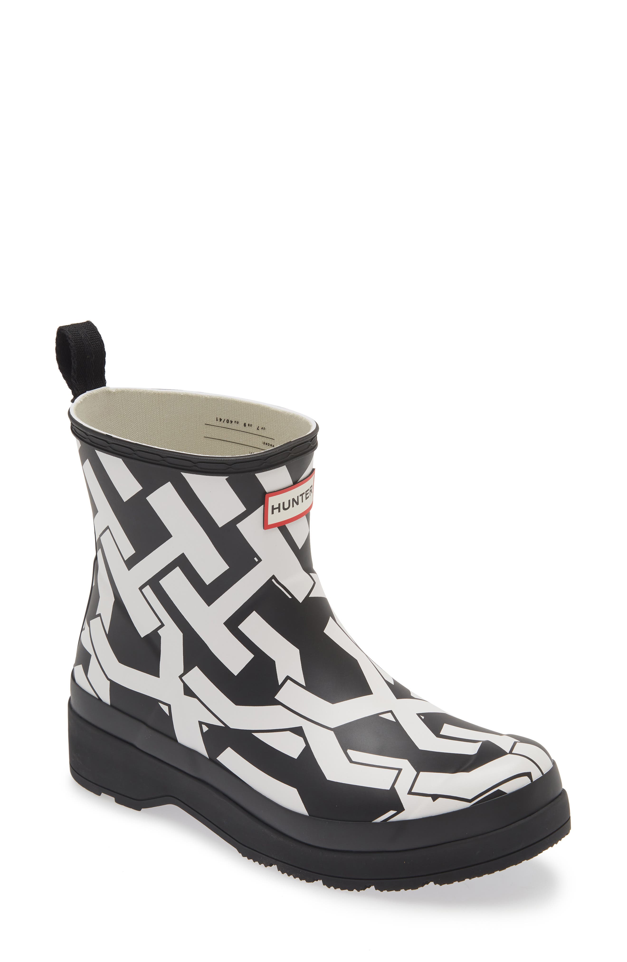 Hunter Play Logo Monogram Waterproof Short Rain Boot (Women ...