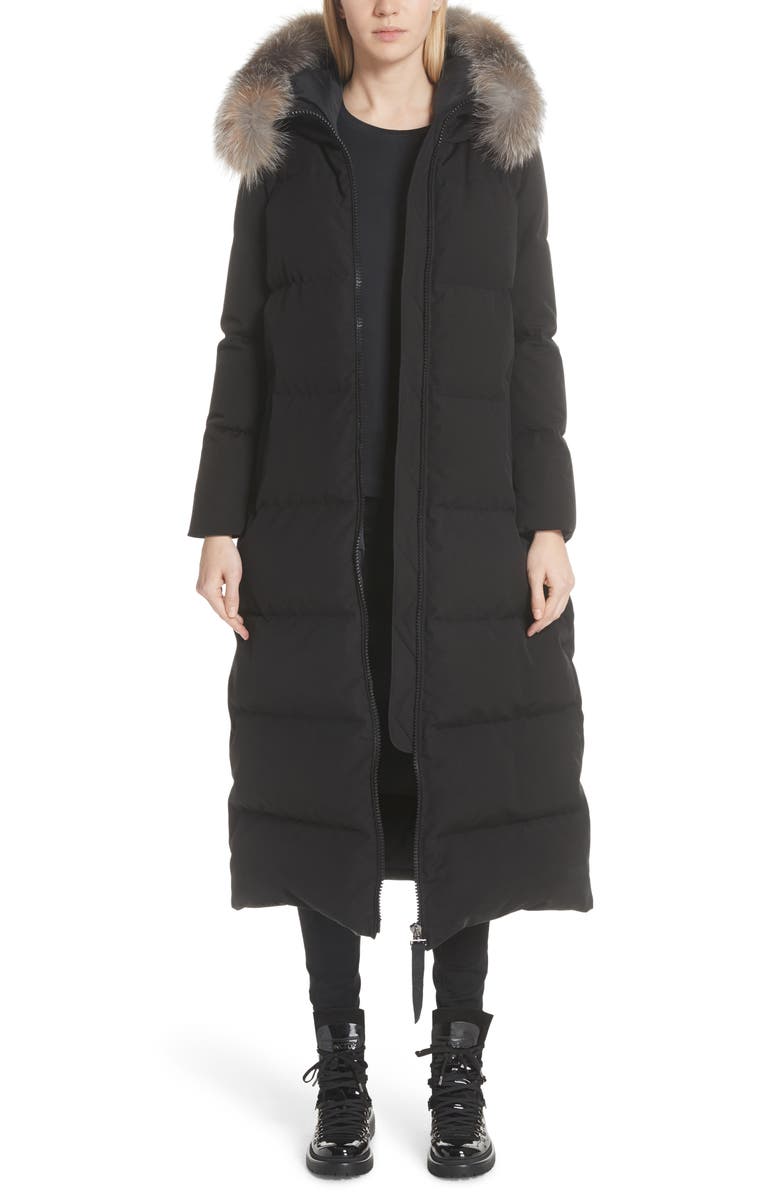 Moncler Bernache Hooded Down Coat with Removable Genuine Fox Fur Trim ...