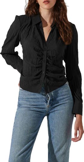 ASTR the Label Textured Ruched Button-Up Shirt | Nordstromrack