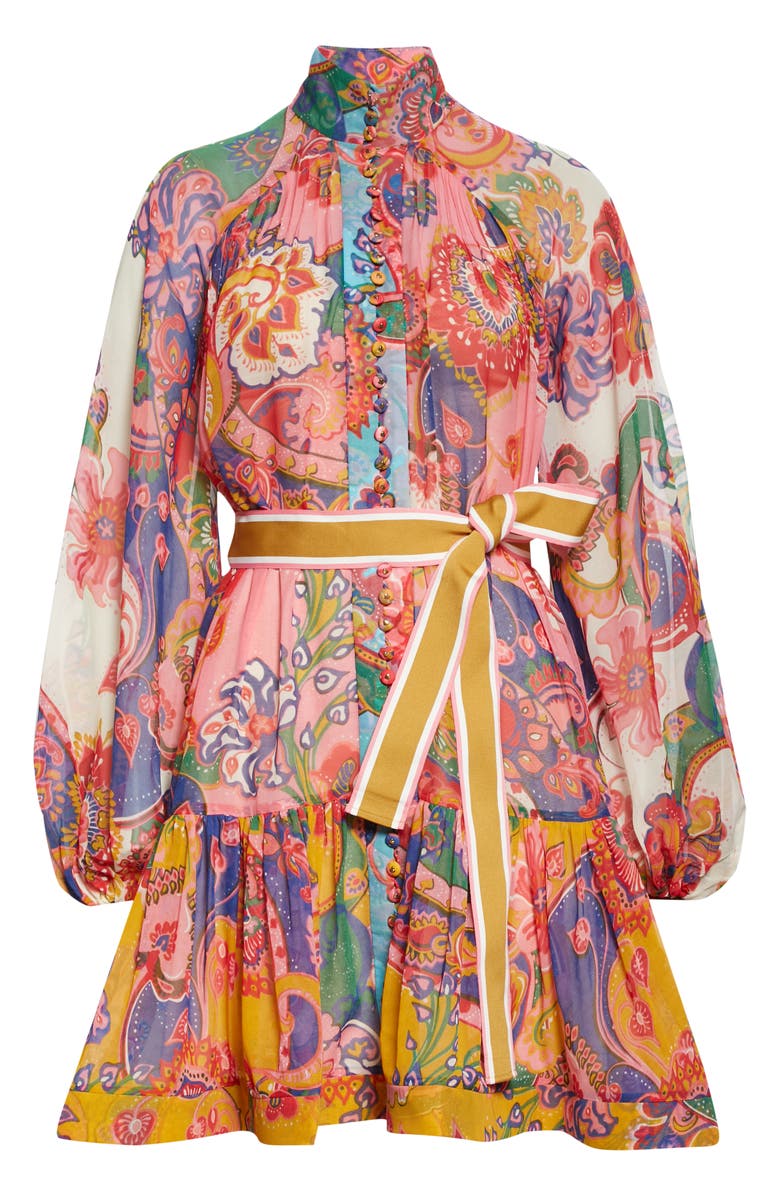 Zimmermann The Lovestruck Paisley Long Sleeve Drop Waist Minidress ...