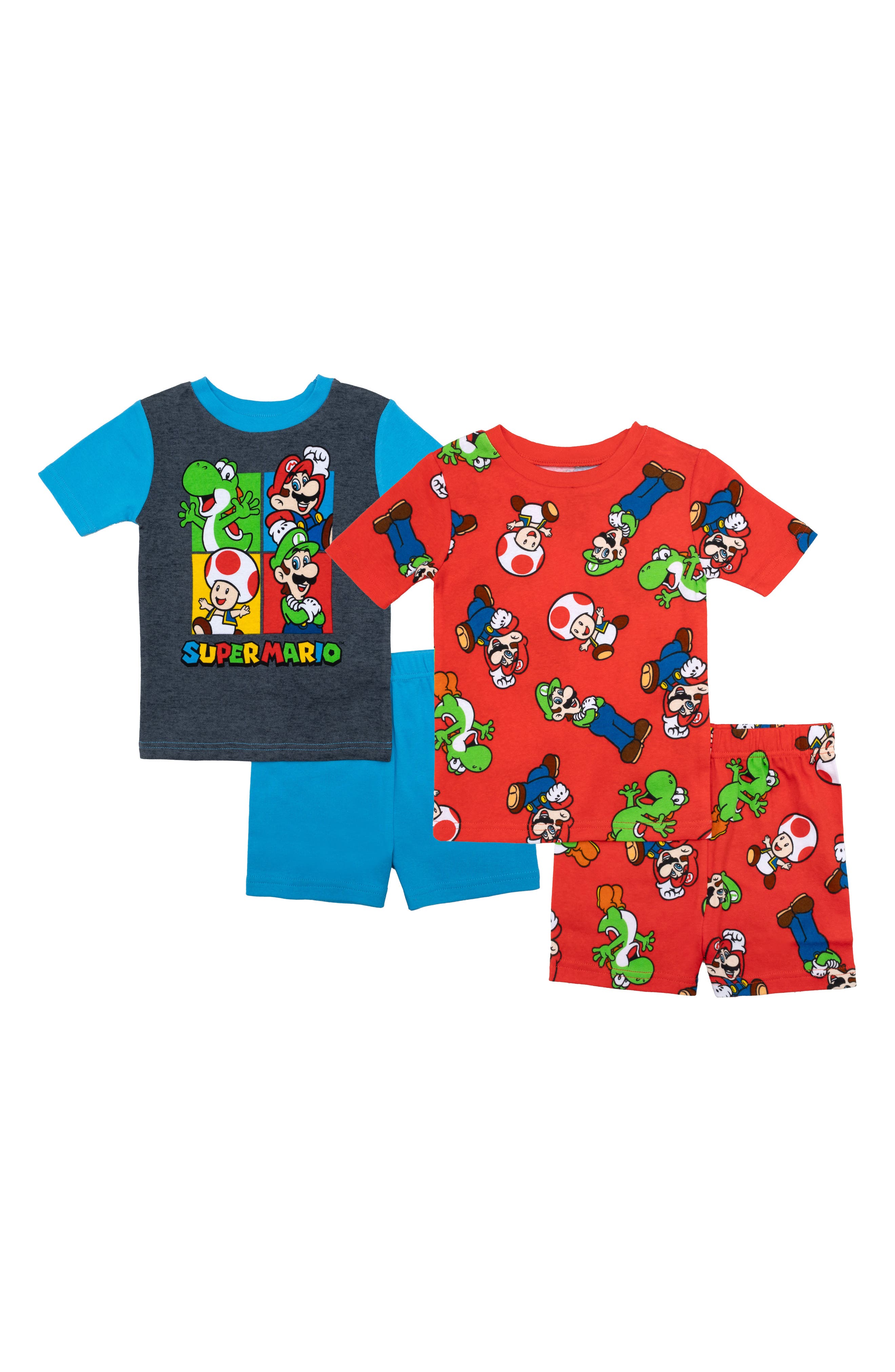 AME Kids' Super Mario 2-Pack Fitted Two-Piece Cotton Pajamas ...