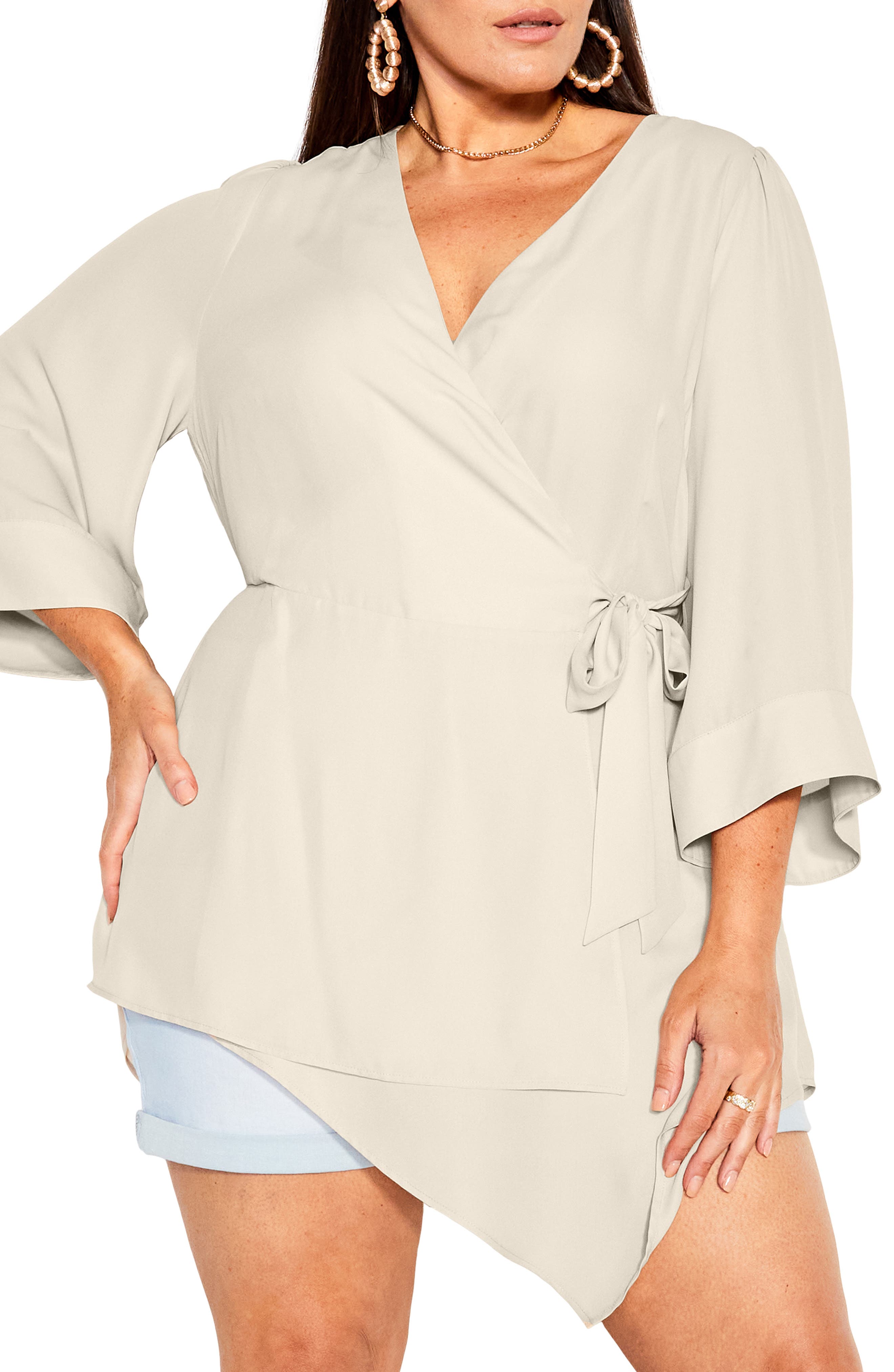 City Chic Shibara Vibes Asymmetric Faux Wrap Top | Nordstrom