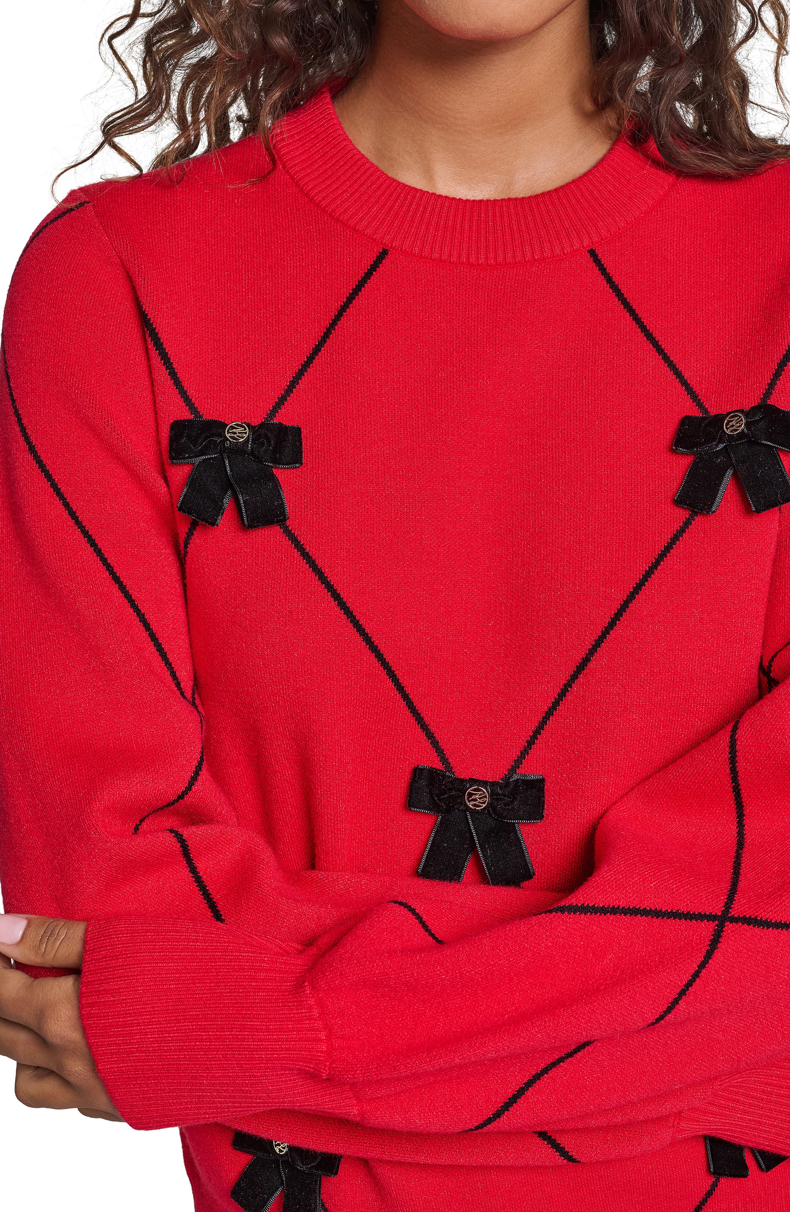 KARL LAGERFELD PARIS Argyle Bow Sweater (Women) | Nordstrom