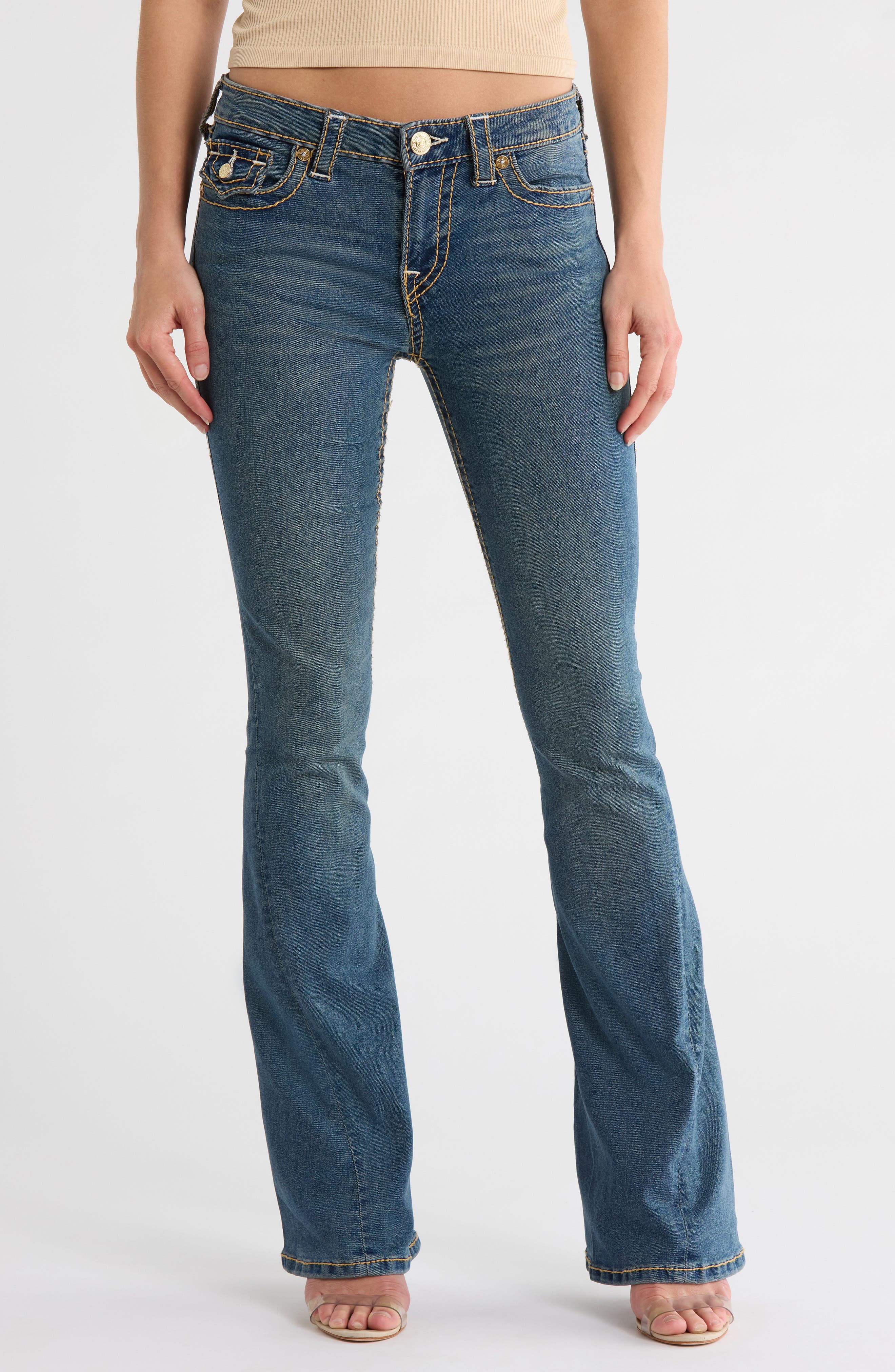 True Religion Joey Flap Pocket Mid Rise Flare Jeans | Nordstromrack