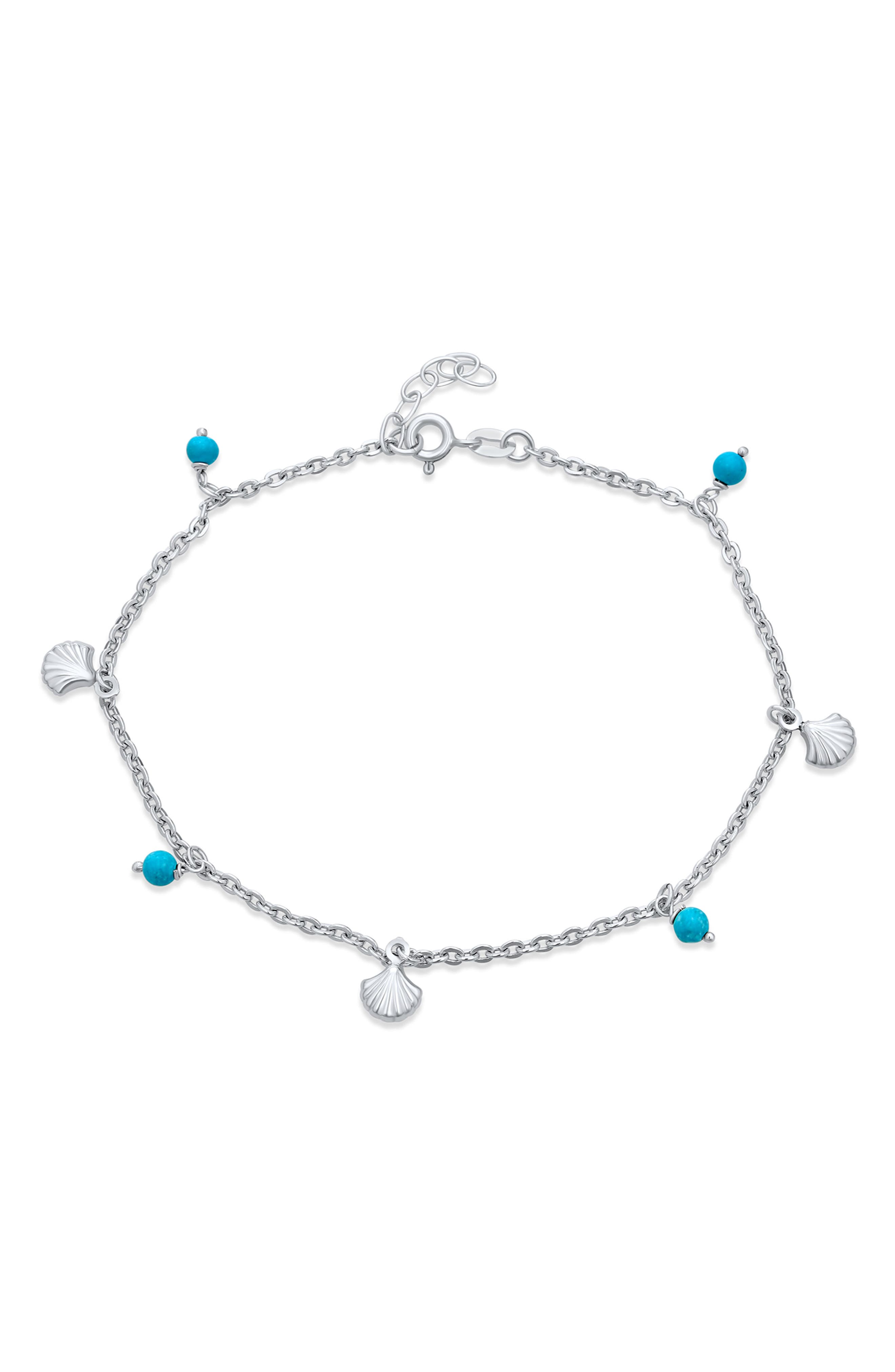 BLING JEWELRY Sterling Silver Aqua Turquoise Anklet Bracelet ...