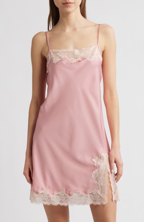 Open Edit Lace Trim Satin Chemise In Pink Beauty | ModeSens