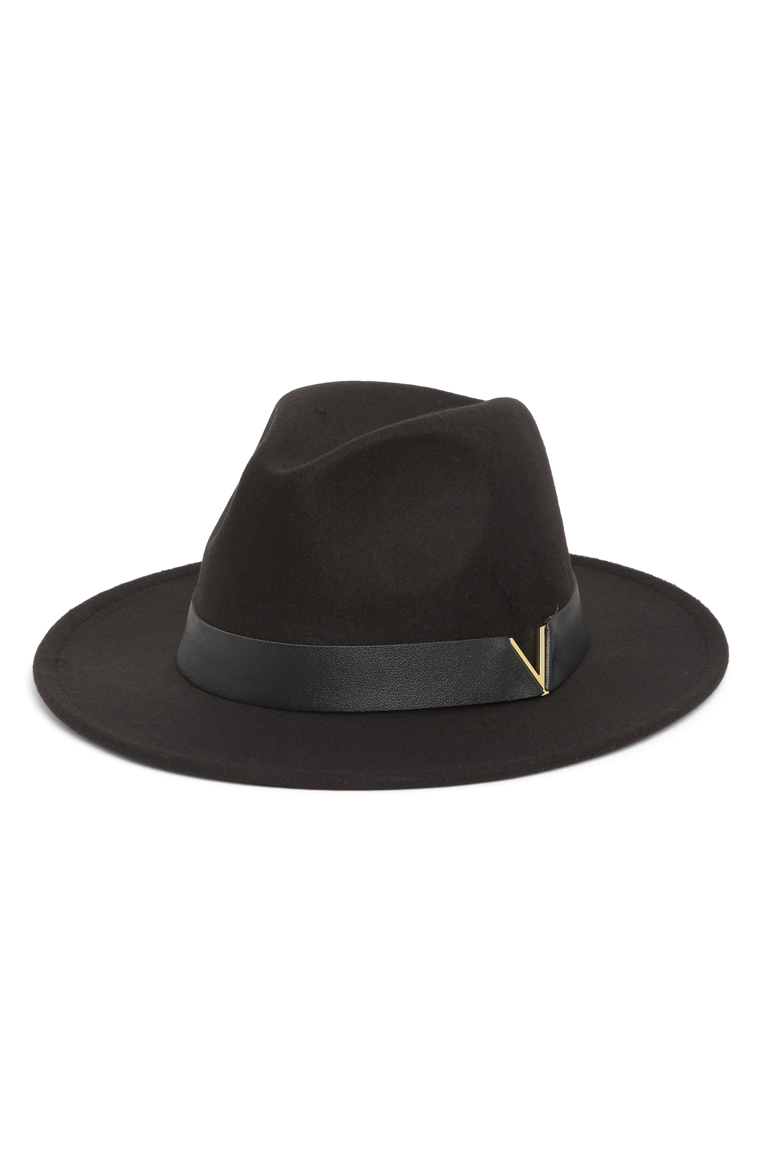 Vince Camuto Vegan Leather V-Band Panama Hat | Nordstromrack