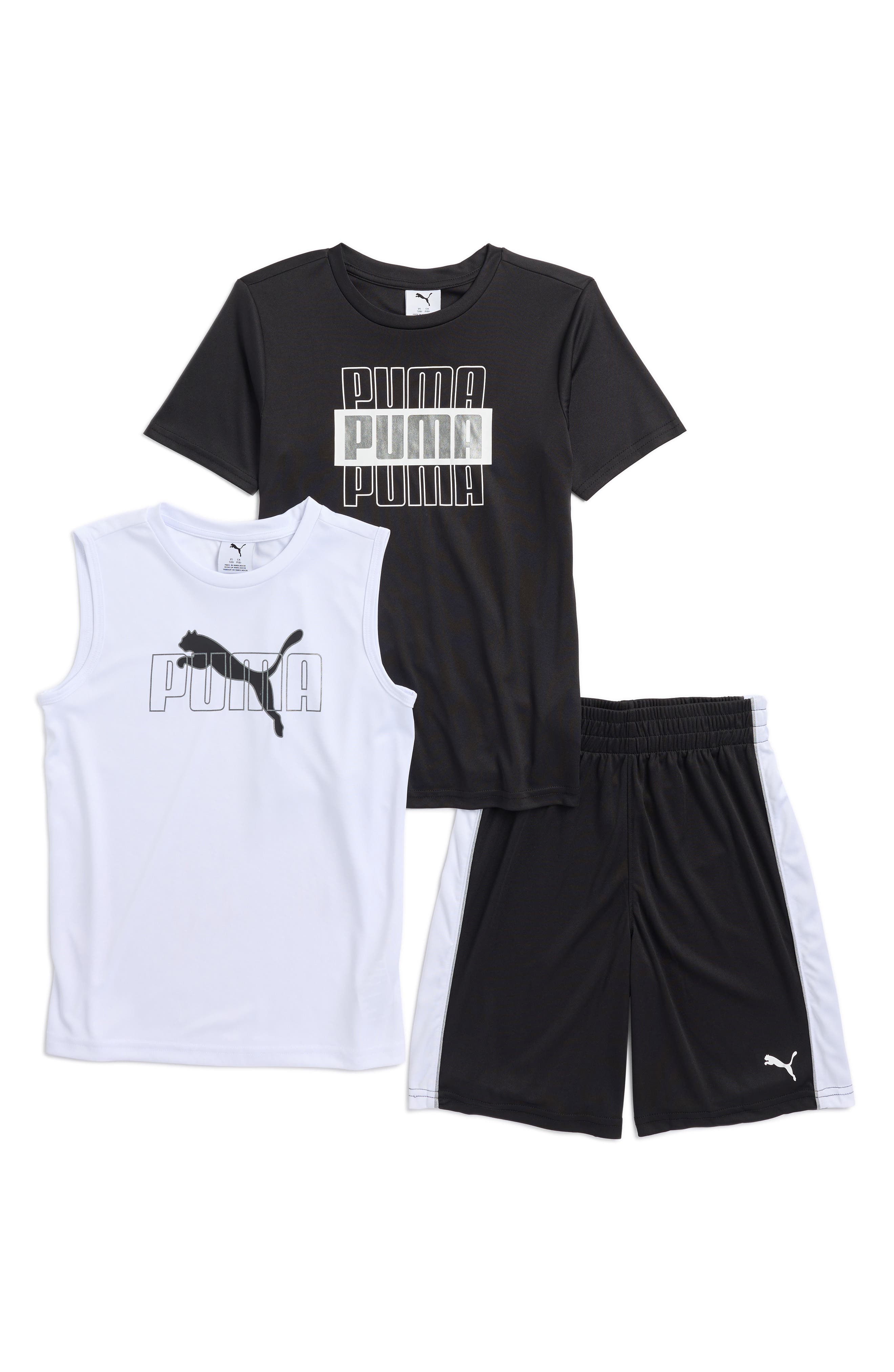 PUMA Kids' Logo Tank, T-Shirt & Shorts Set | Nordstromrack