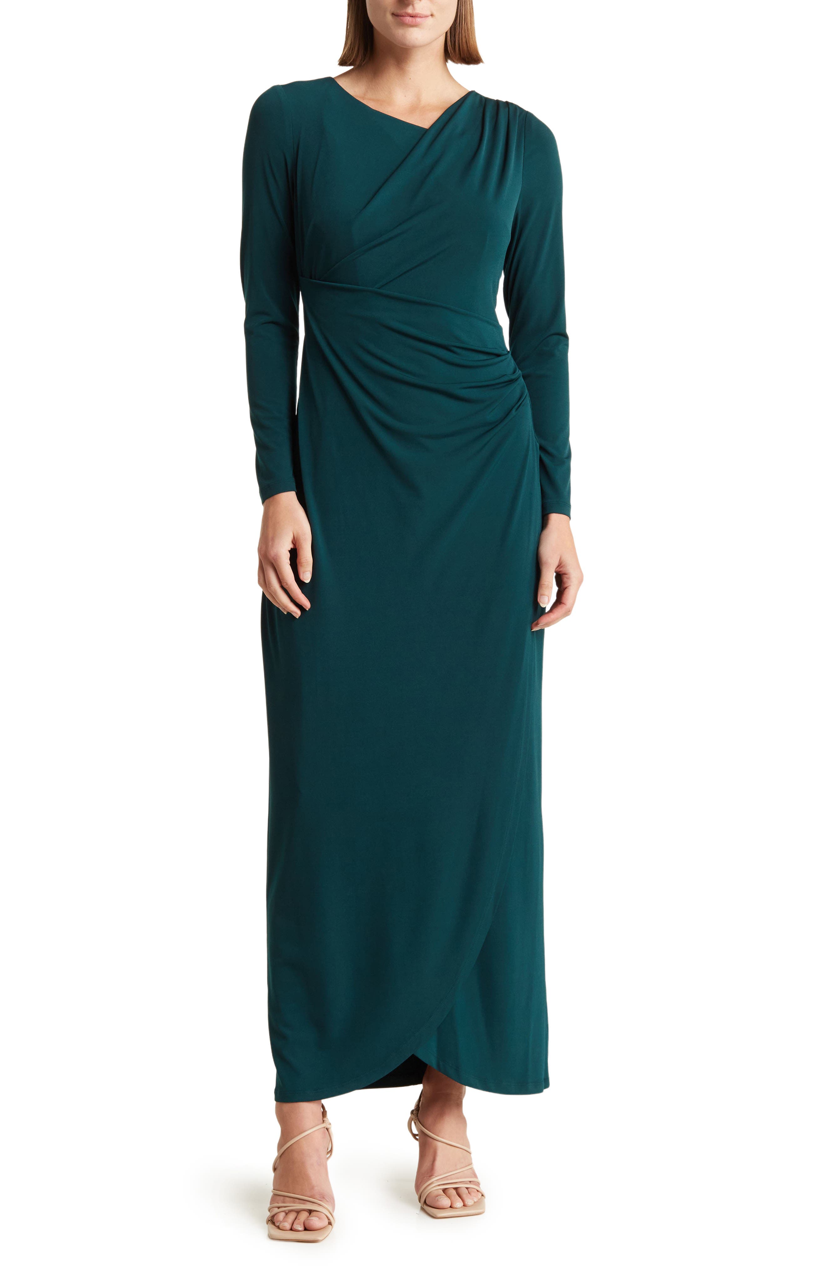 Connected Apparel Crossover Long Sleeve Dress | Nordstromrack