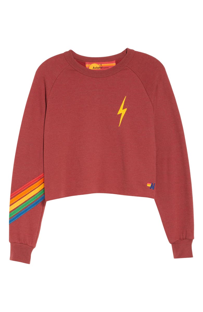 Aviator Nation Bolt Chevron Crop Sweatshirt | Nordstrom
