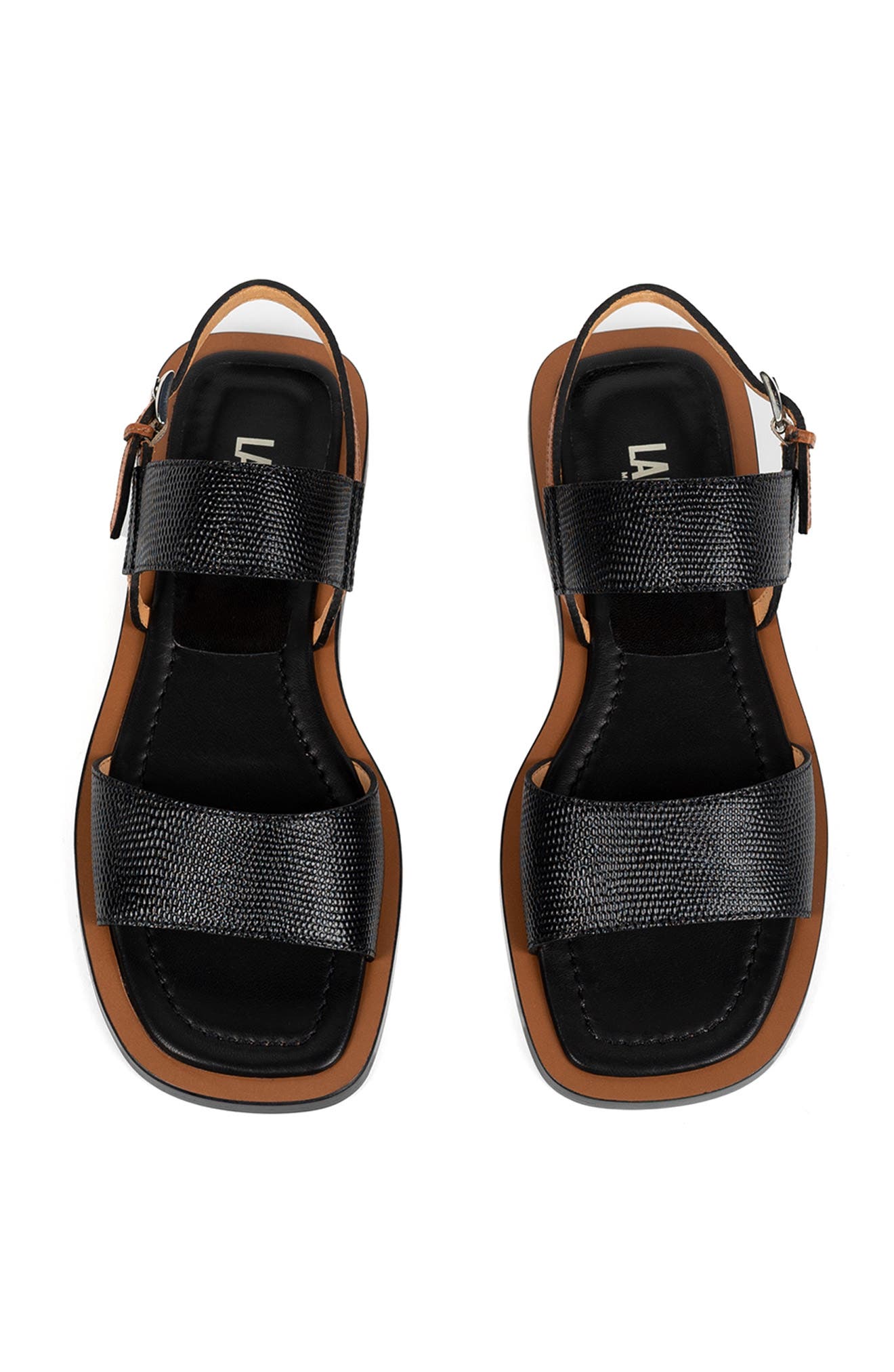 LABUCQ Charli Lizard Embossed Leather Slingback Sandal (Women ...