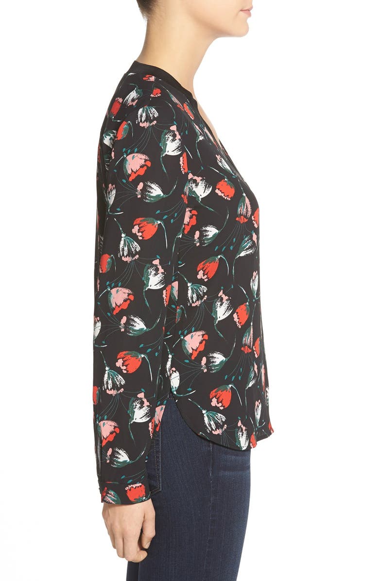 Halogen® Knit Trim V-Neck Blouse | Nordstrom