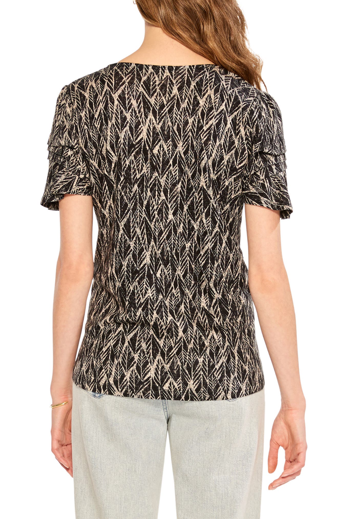 NZT by NIC+ZOE Sketched Leaves Knit Flutter Sleeve Top | Nordstromrack
