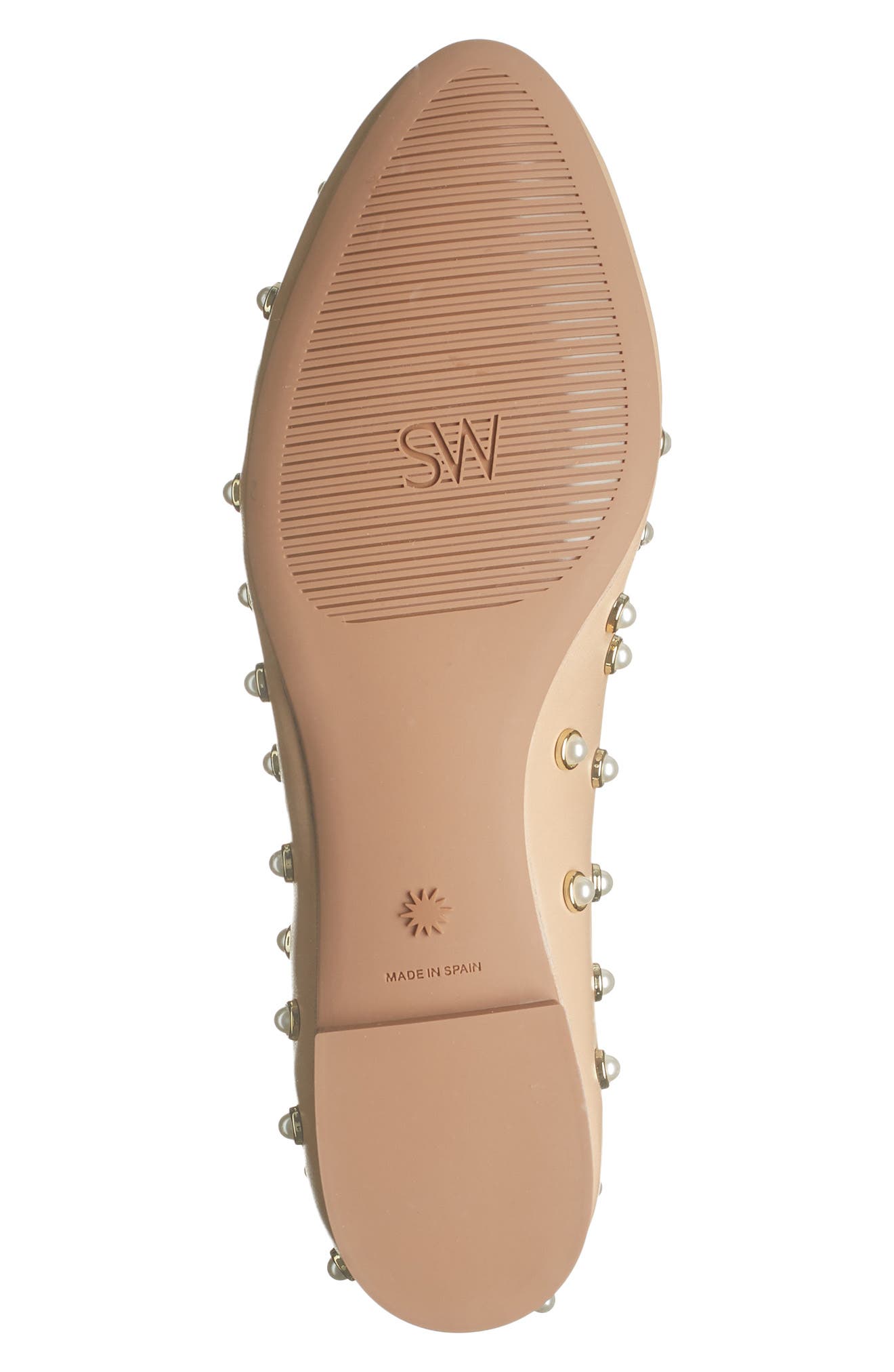 Stuart Weitzman Gabby Pearl Embellished Leather Ballet Flat (Women ...