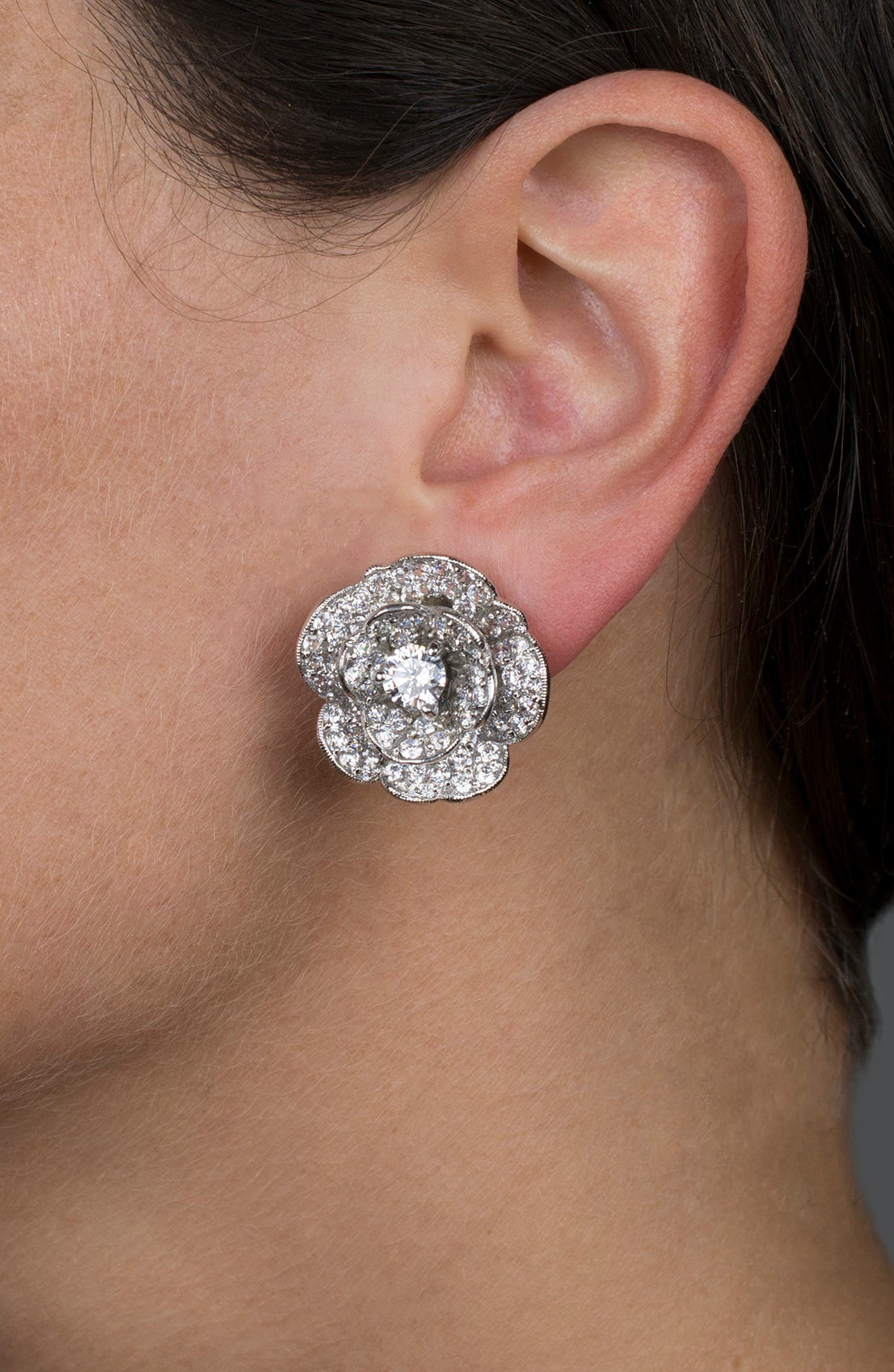 CZ by Kenneth Jay Lane Pavé CZ Floral Clip-On Earrings | Nordstromrack