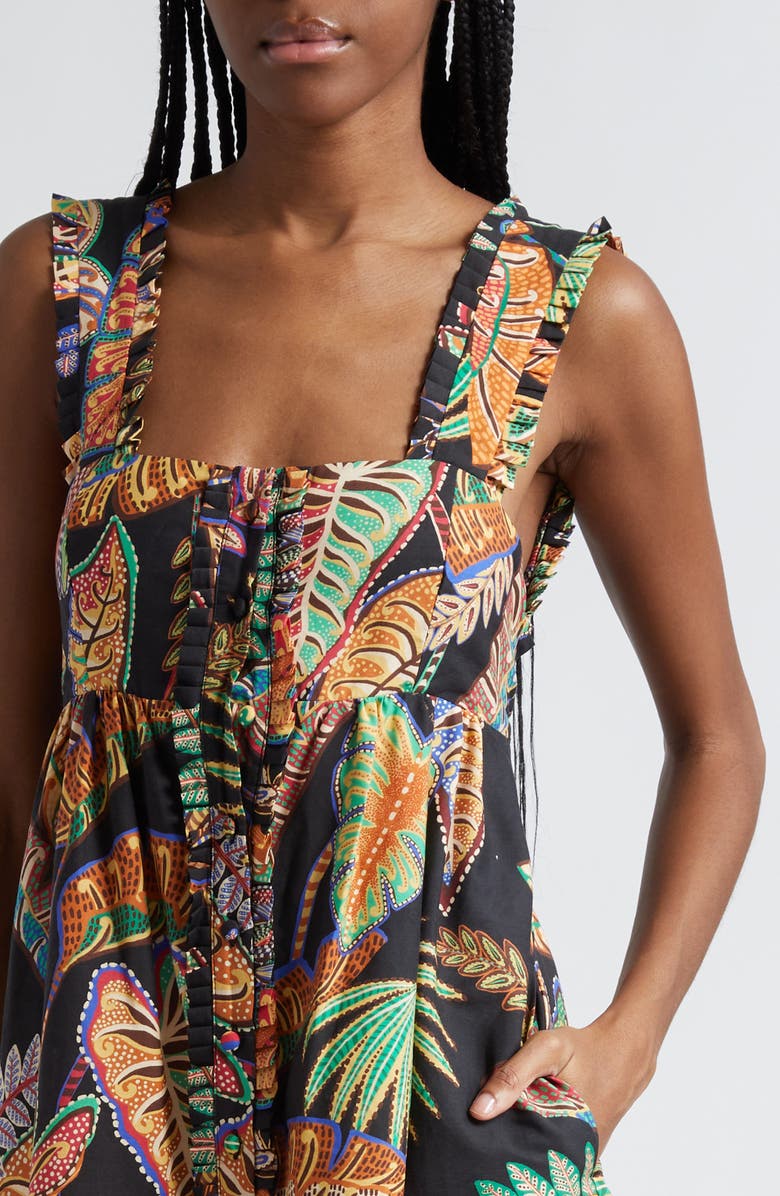 FARM Rio Cool Foliage Button Front Tie Back Maxi Dress | Nordstromrack