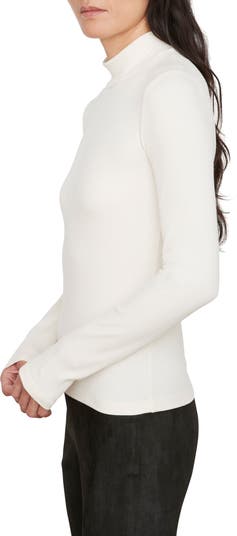 Vince Rib Stretch Silk Mock Neck Top | Nordstrom