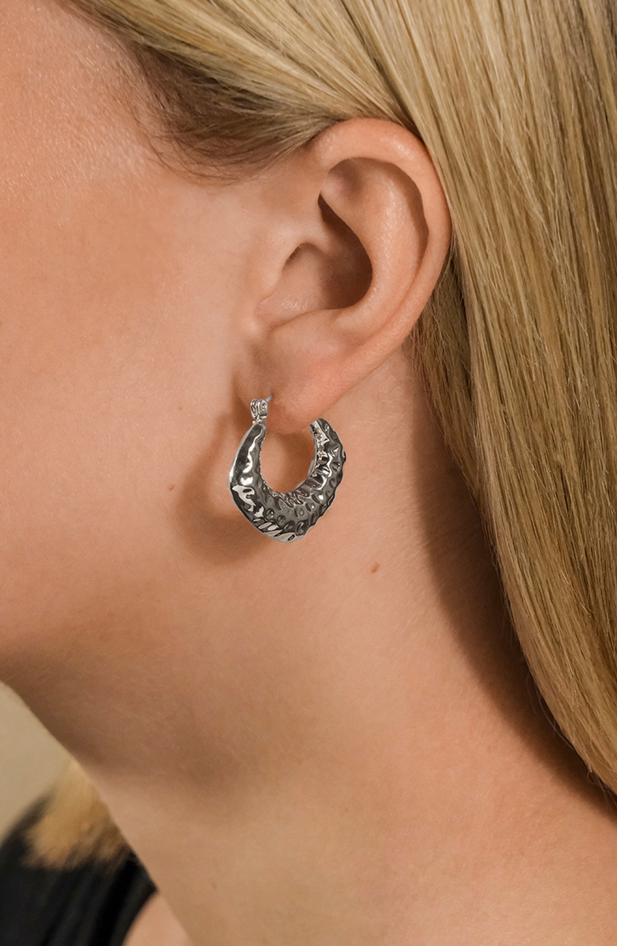 Sterling Forever Darla Hammered Hoop Earrings | Nordstromrack