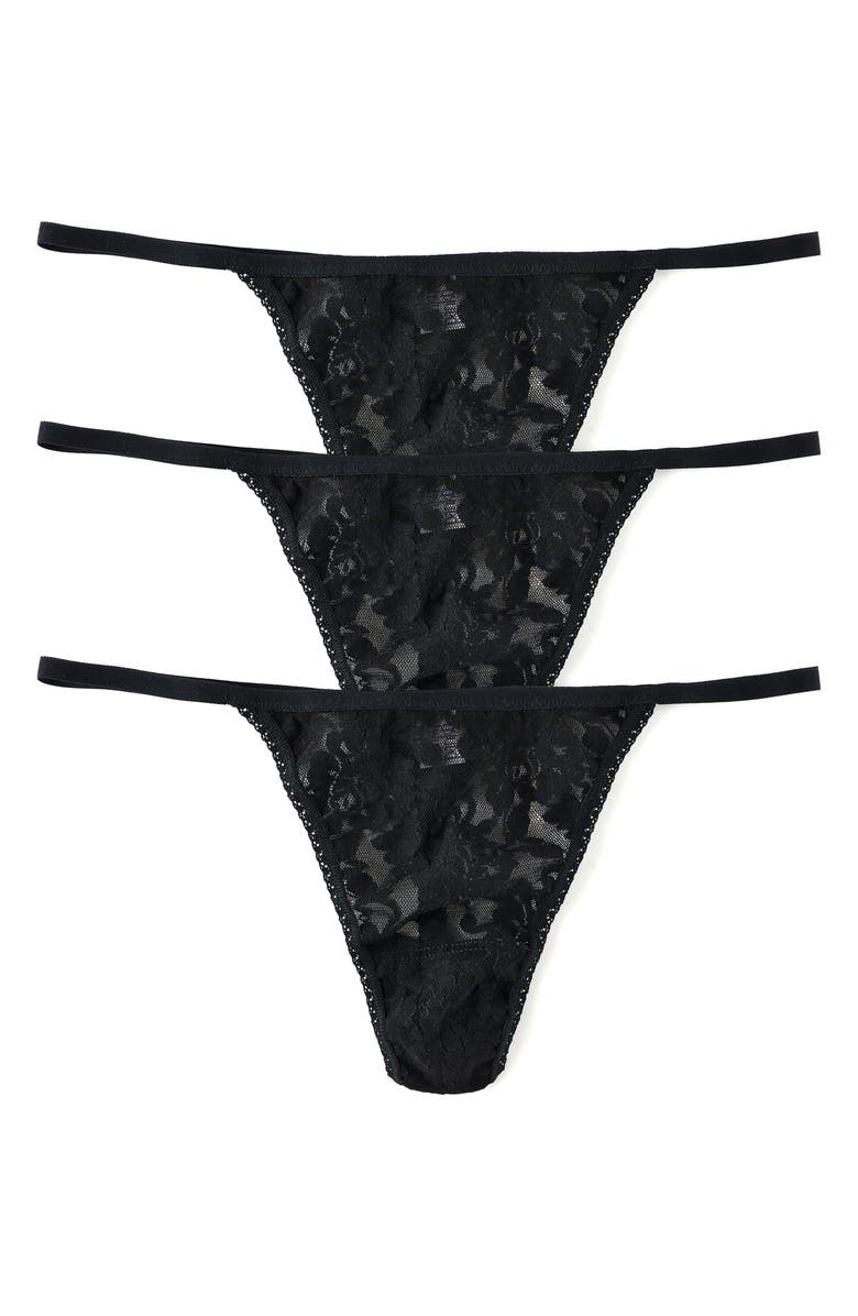 Hanky Panky High Cut 3-Pack Lace G-String Thongs | Nordstrom